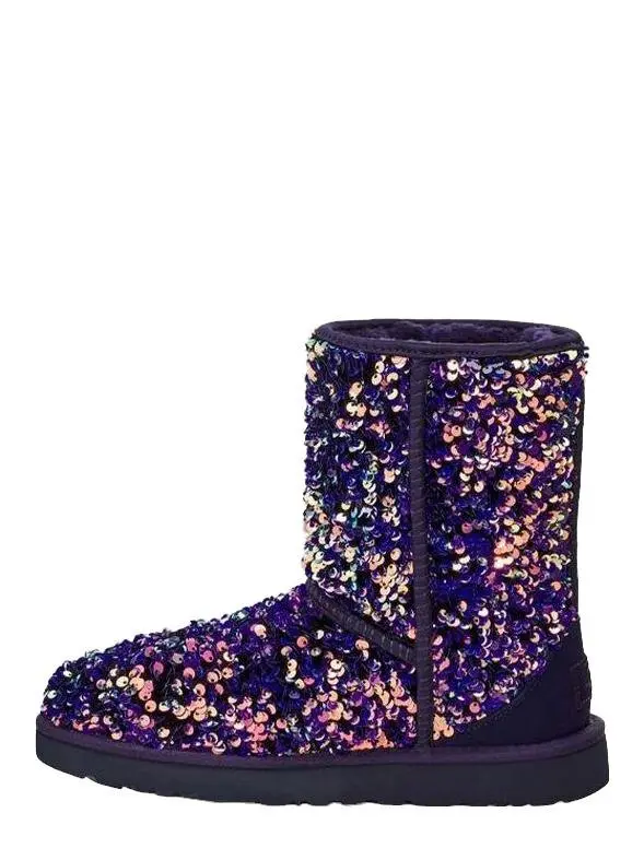 UGG Classic Short Sequin Boots - Blackpurple