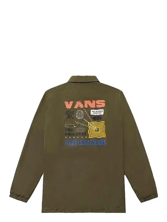 VANS Off The Wall" Graphic Print Button-up Jacket - Army Green