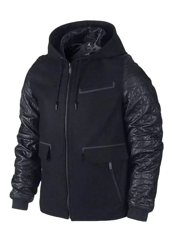 JORDAN Xi Leather Letterman Jacket - Black