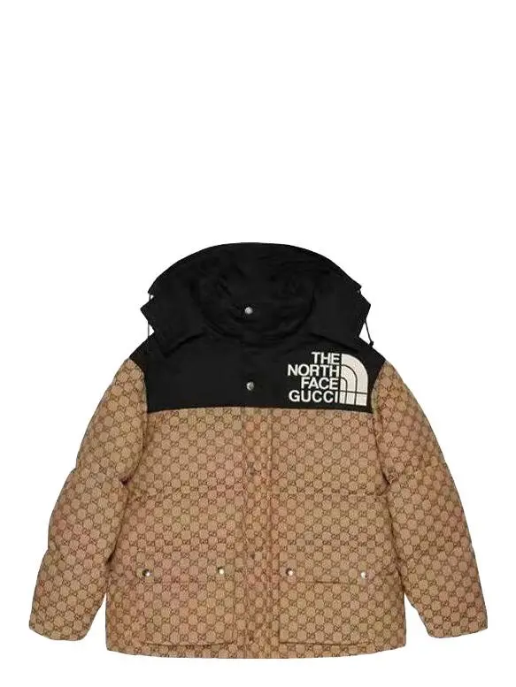 Gucci X The North Face Gg Monogram Padded Coat - Tan/black