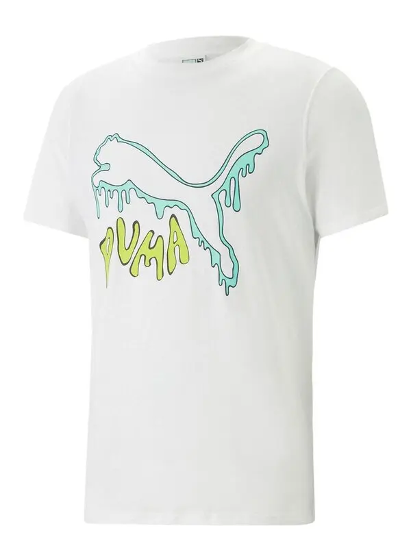 PUMA Graphic Melted Cat T-shirt - White