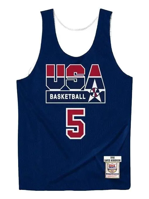 Mitchell & Ness X Nba Reversible Practice Team Usa 1992 Jerseys 'david Robinson 5 - Navy/white