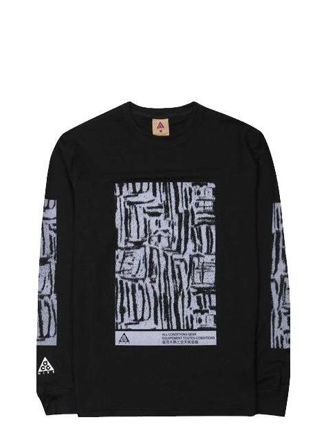 Nike Waffle Long Sleeve Shirt With Graphic Print - Black