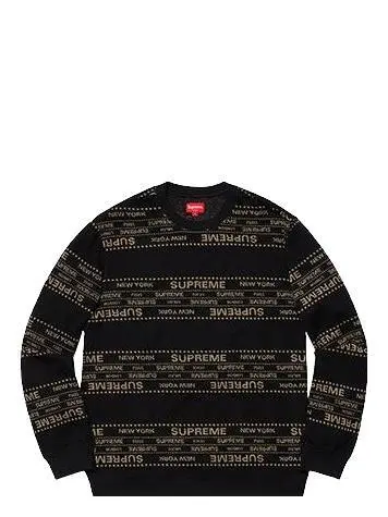 Supreme Metallic Jacquard Crewneck Sweatshirt - Black
