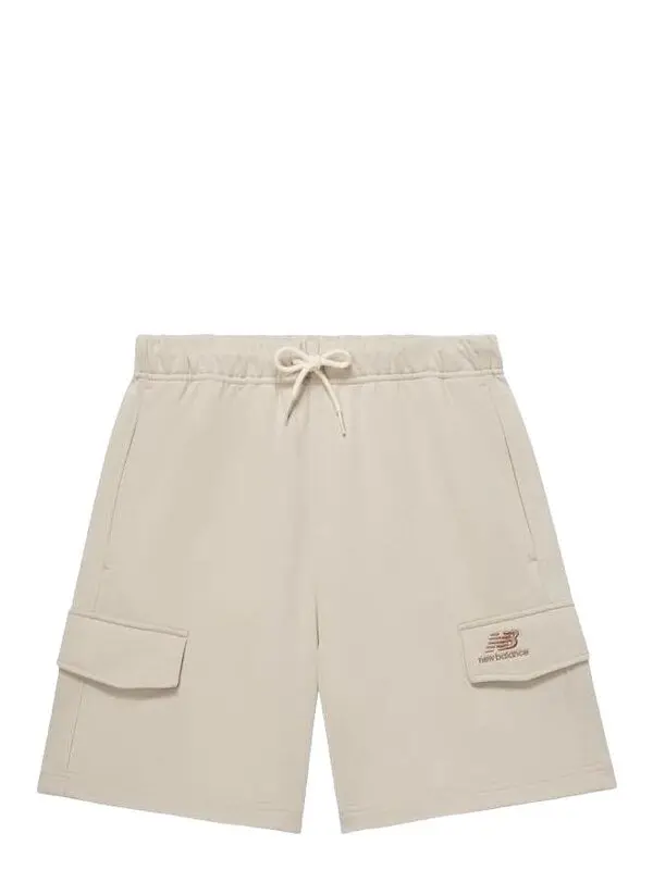 NEW BALANCE Logo Sport Cotton Shorts - Beige/brown