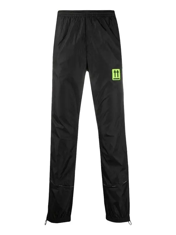 Off-White Ss22 Solid Color Label Elastic Waistband Sports Pants/trousers/joggers Version - Black