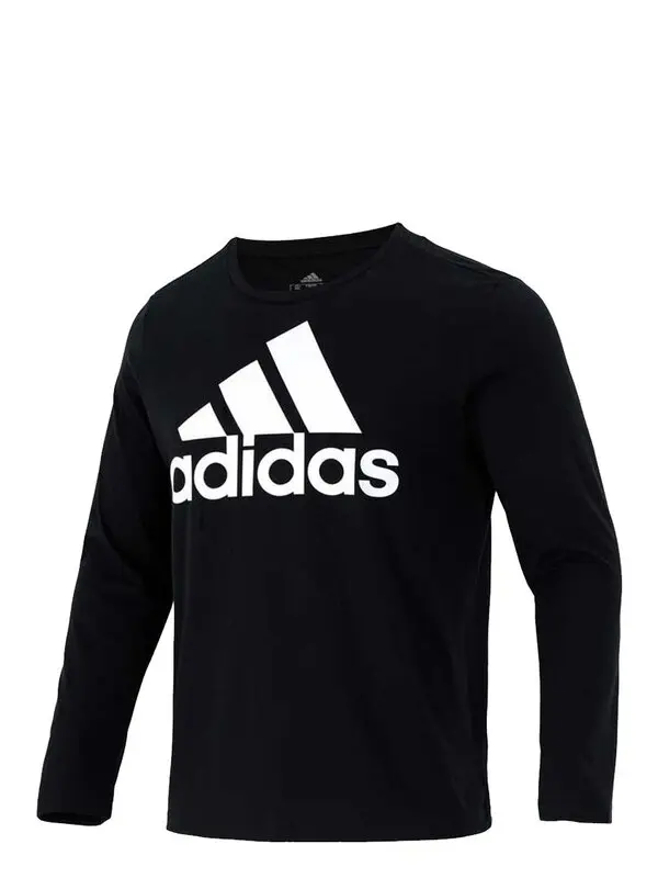 Adidas Long Sleeve Loose Fit T-shirt With Large Logo - Black