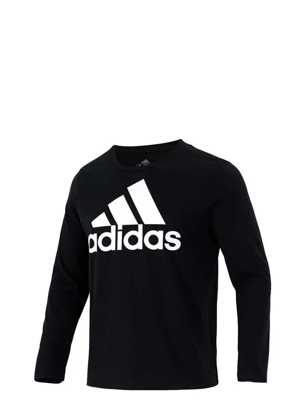 Adidas Long Sleeve Loose Fit T-shirt With Large Logo - Black