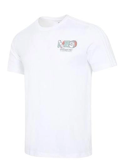 Adidas Neo Printing Sports Round Neck Short Sleeve - White