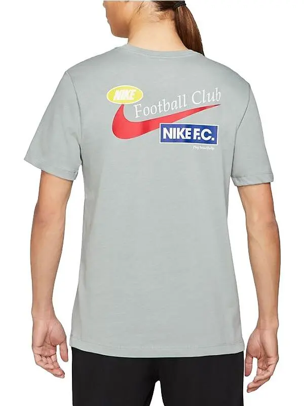 Nike Fc Tee Seasonal Grph H Back Large Logo Printing Sports Round Neck Short Sleeve Gray - Grey