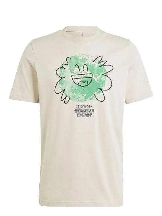 Adidas Change Through Sports Earth T-shirt Asia Sizing 'beige Green - Beige/green