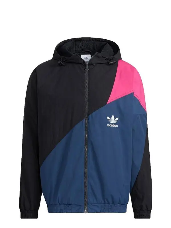 Adidas Originals Ts Wb Logo Printing Colorblock Hooded Track Jacket - Black