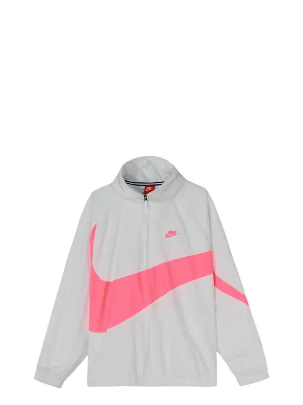Nike Big Swoosh Half Zipper Jacket - White/pinkred