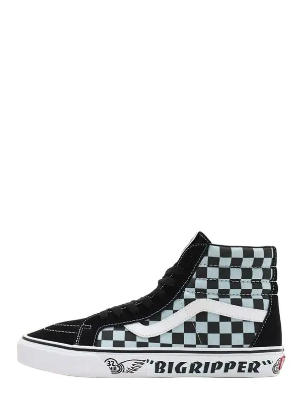 VANS Se Bikes X Sk8-hi Reissue "big Ripper" Black Reflective Checkerboard High Top Sneakers - Black/blue