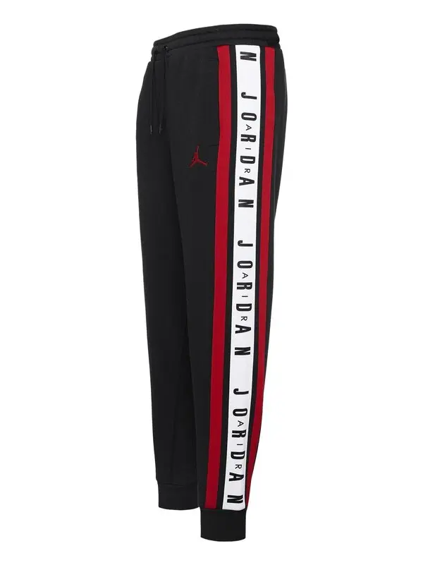 JORDAN Logo Splicing Fleece Lined Stay Warm Bundle Feet Sweatpants Winter - Black