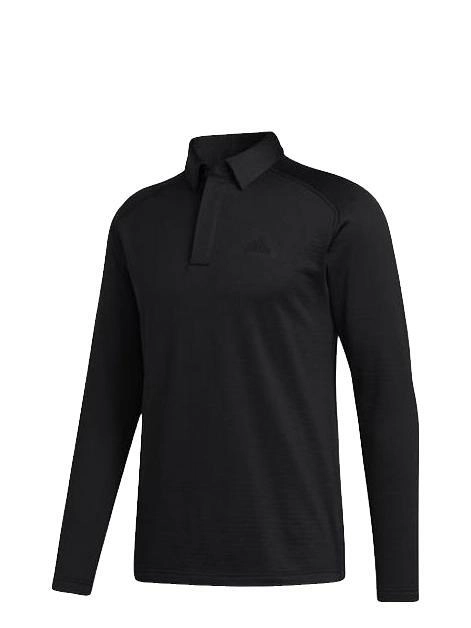 Adidas Sports Fleece Long Sleeve Polo - Black