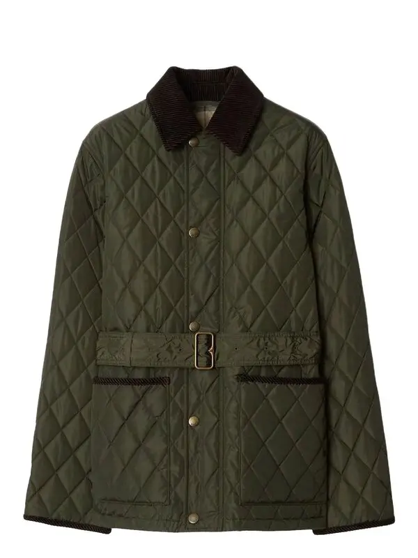 Burberry Quilted Belted Jacket - Green