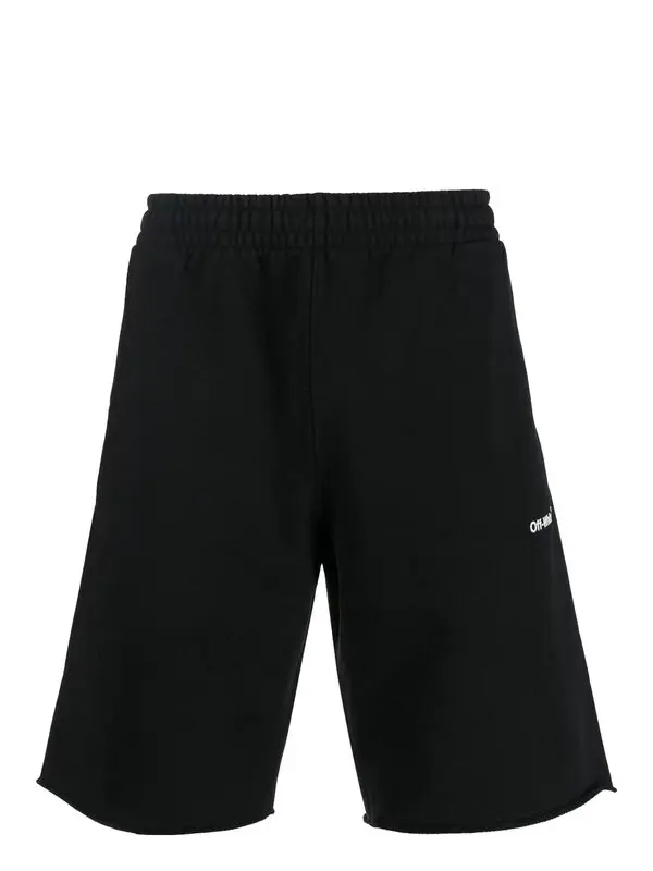 Off-White Solid Color Logo Printing Sports Shorts - Default Color