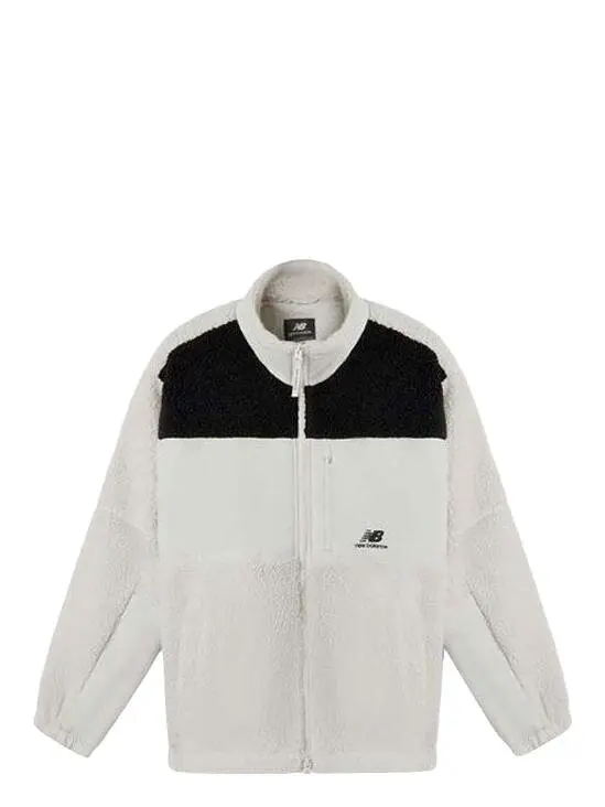 NEW BALANCE Fleece Zip-up Jacket - White/black