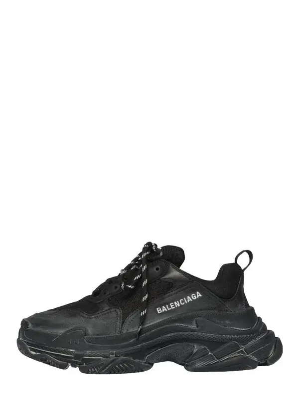 Balenciaga Triple S Distressed Sneakers - Black