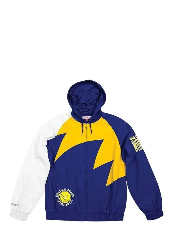Mitchell & Ness Golden State Warriors Shark Tooth Hooded Jacket - Blue/yellow/white
