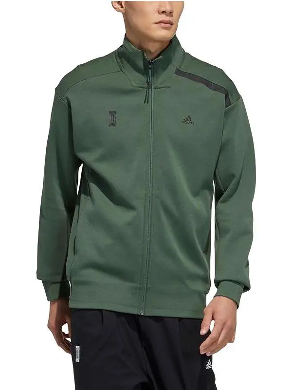 Adidas Casual Sports Stand Collar Zip-up Jacket - Green