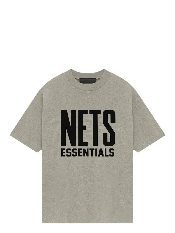 Fear Of God X Nba Brooklyn Nets T-shirt 'grey Black - Grey/black