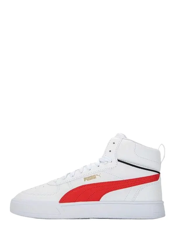 PUMA Caven Mid High Top Sneakers - White/red