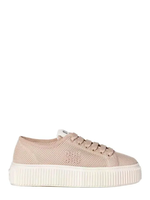 Miu Miu Mesh Fabric Flatform Sneakers - Pink
