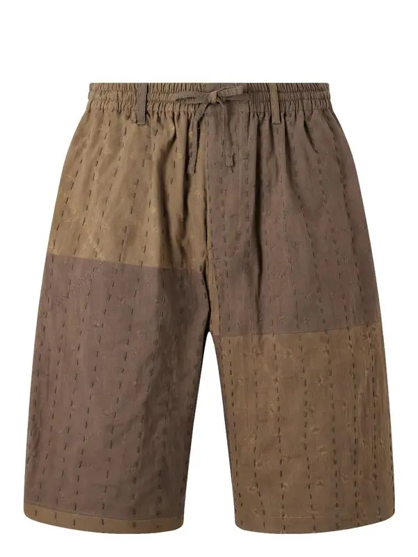 KARDO Milo Bandhani Embroidered Cotton Drawstring Shorts - Brown