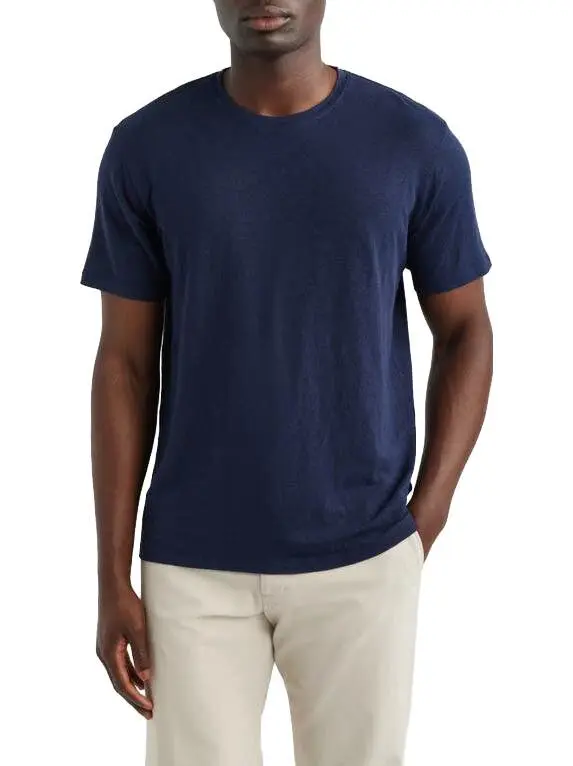 Ag Bryce Crewneck Stretch Linen T-shirt - Deep Navy
