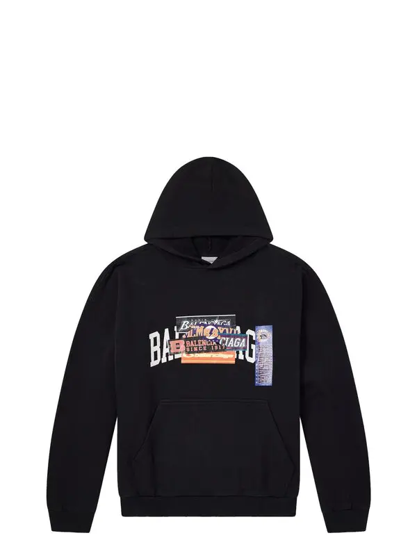 Balenciaga Logo-detailed Cotton-jersey Hoodie - Black