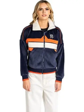 THE WILD COLLECTIVE Detroit Tigers Velvet Corduroy Full-zip Jacket - Navy