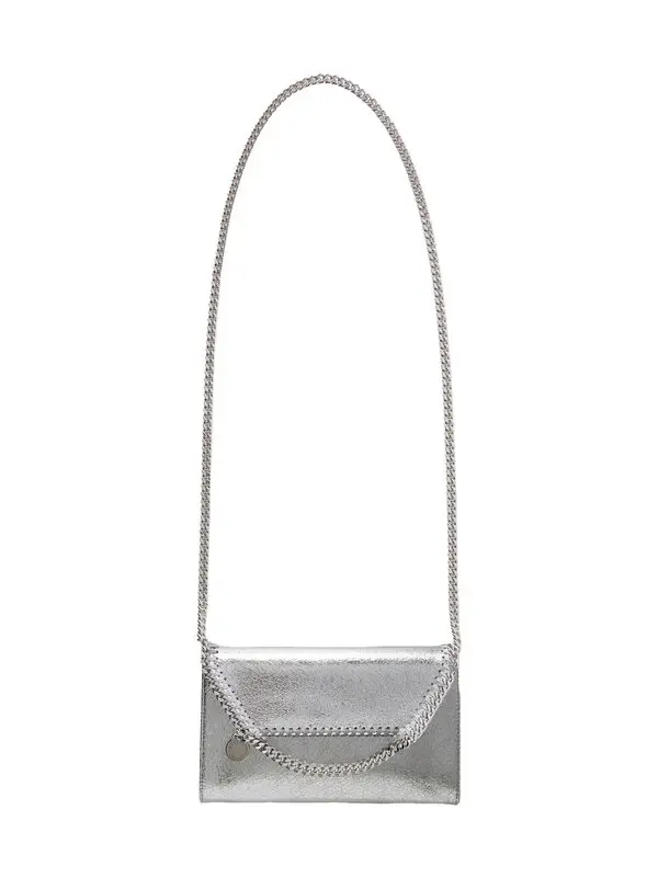 Stella McCartney Falabella Crinkled Metallic Chain Wallet - Silver