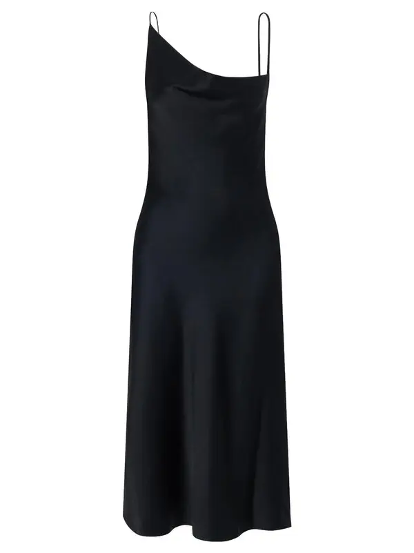 Stella McCartney Asymmetrical Satin Midi Dress - Black