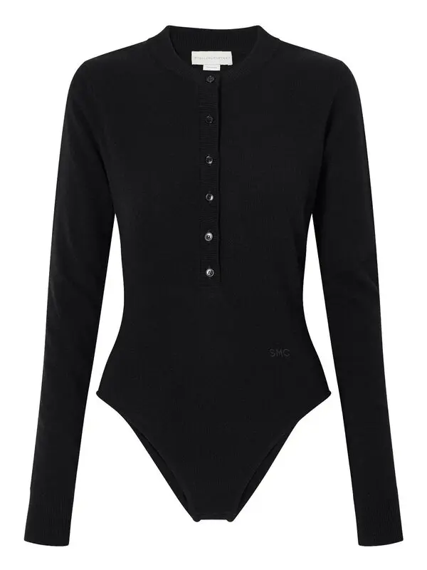 Stella McCartney Ribbed Virgin Wool Bodysuit - Black