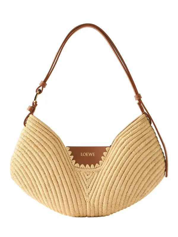 Loewe Swing Medium Raffia Shoulder Bag - Neutrals