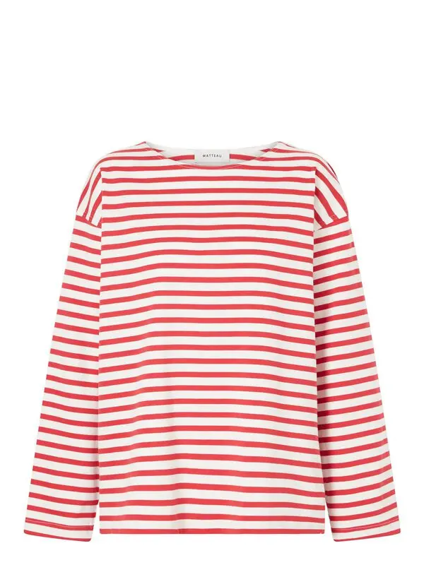 Matteau Breton Striped Cotton-jersey T-shirt - Red