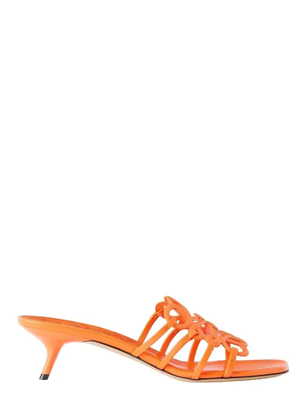 Loewe 45 Petal Anagram Leather Sandals - Bright Orange