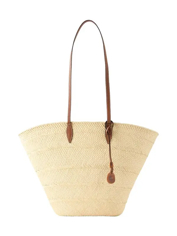 HUNTING SEASON Trapeze Basket Raffia Tote - Neutrals