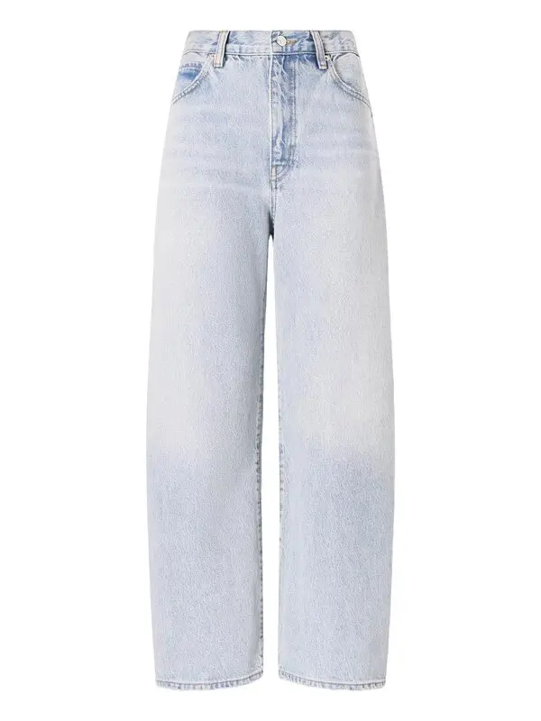 FRAME The Bow Crop Mid-rise Wide-leg Jeans - Blue