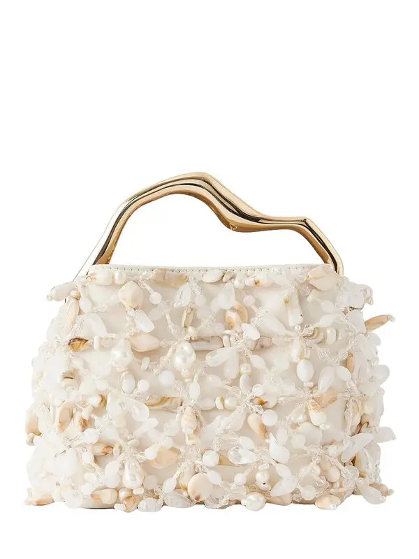Cult Gaia Solene Mini Beaded Clutch - Neutrals
