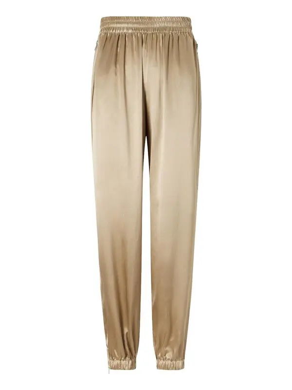 Co Zip-detailed Silk-satin Tapered Pants - Brown