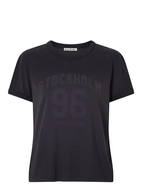 Acne Studios Etza College Printed Cotton-jersey T-shirt - Black
