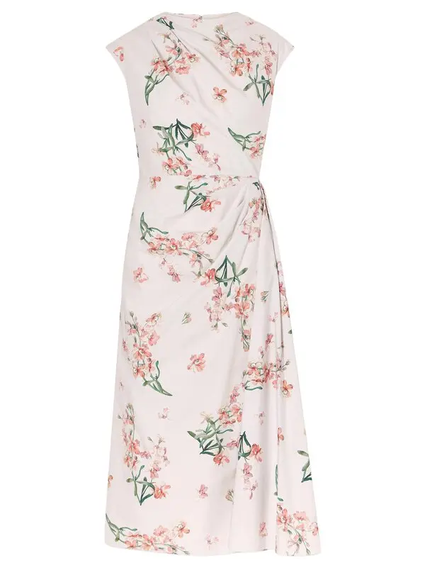 Erdem Floral Print Cotton-poplin Midi Dress - White