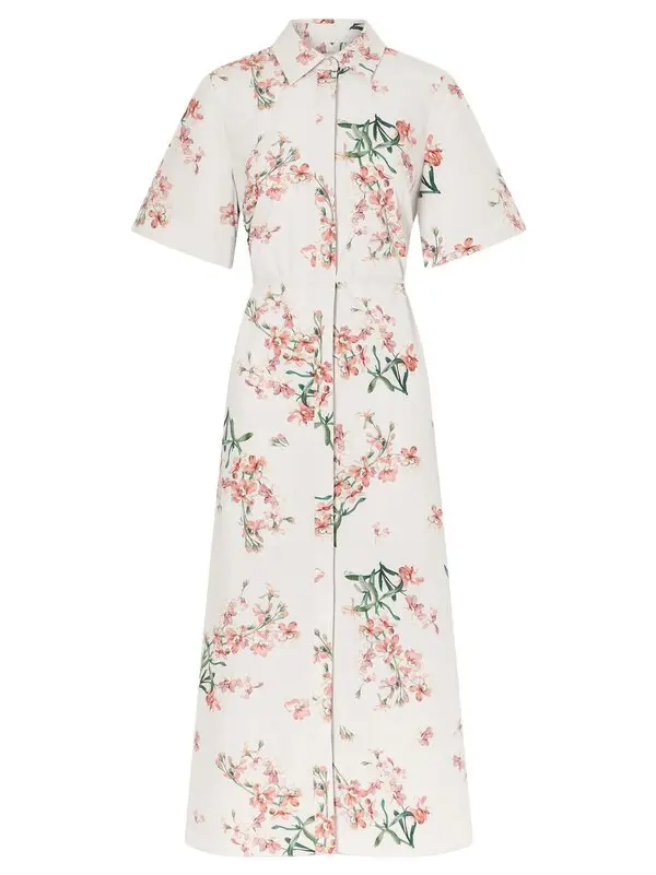 Erdem Floral-print Cotton-poplin Midi Dress - White