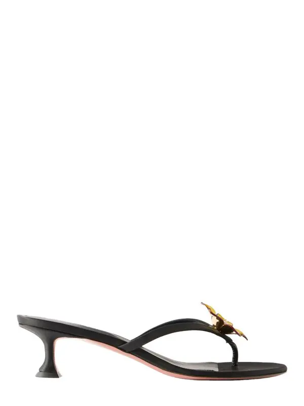 Amina Muaddi Vittoria 45 Satin Thong Sandals - Black