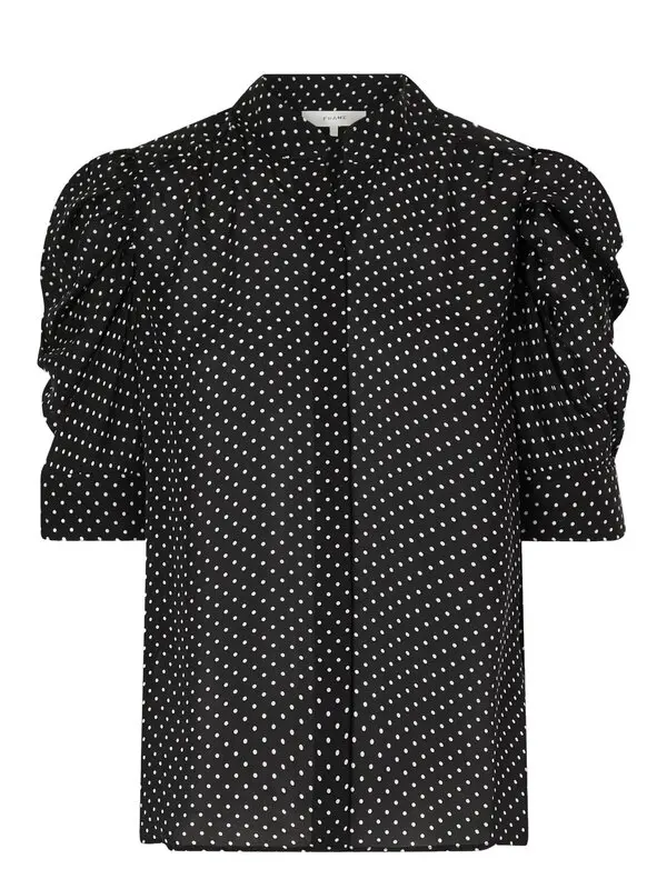 FRAME Gillian Polka-dot Silk-voile Blouse - Black