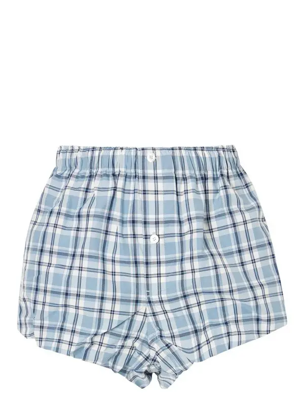 Acne Studios Pebby Checked Cotton Shorts - Blue