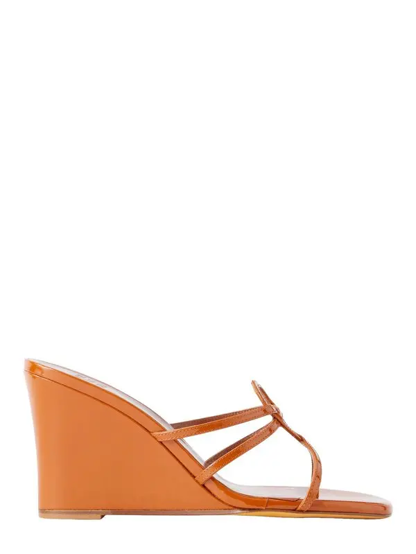 MARYAM NASSIR ZADEH 70 Opera Patent Leather Wedge Sandals - Brown